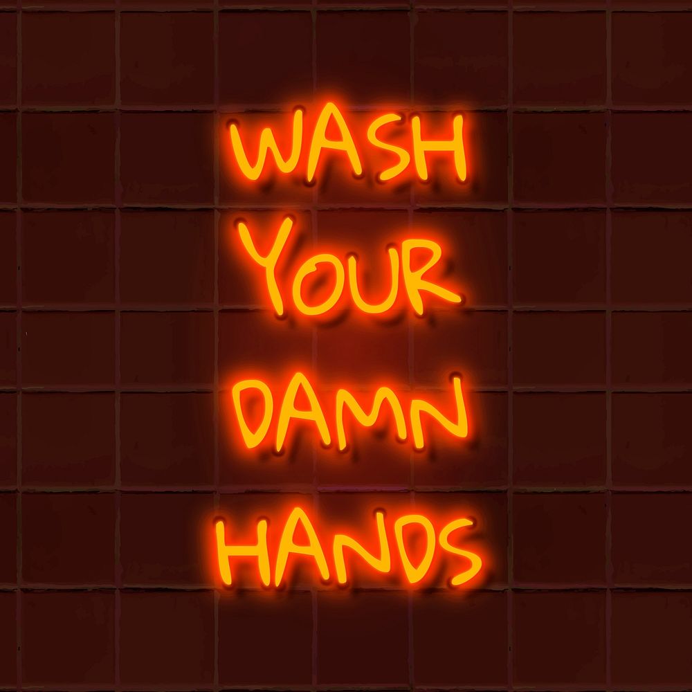 Orange wash your hands neon | Free Vector - rawpixel