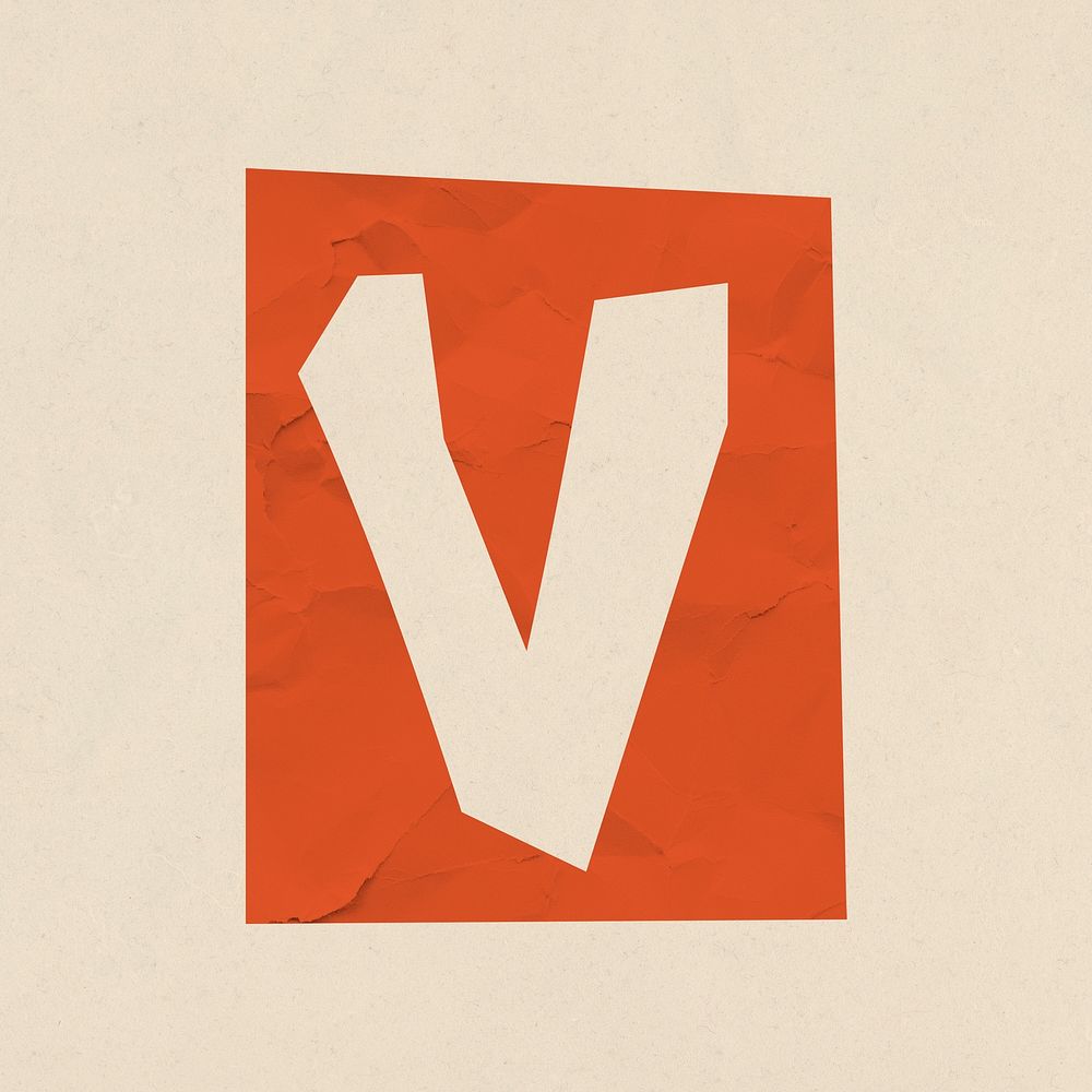 V letter paper cut alphabet | Premium PSD - rawpixel