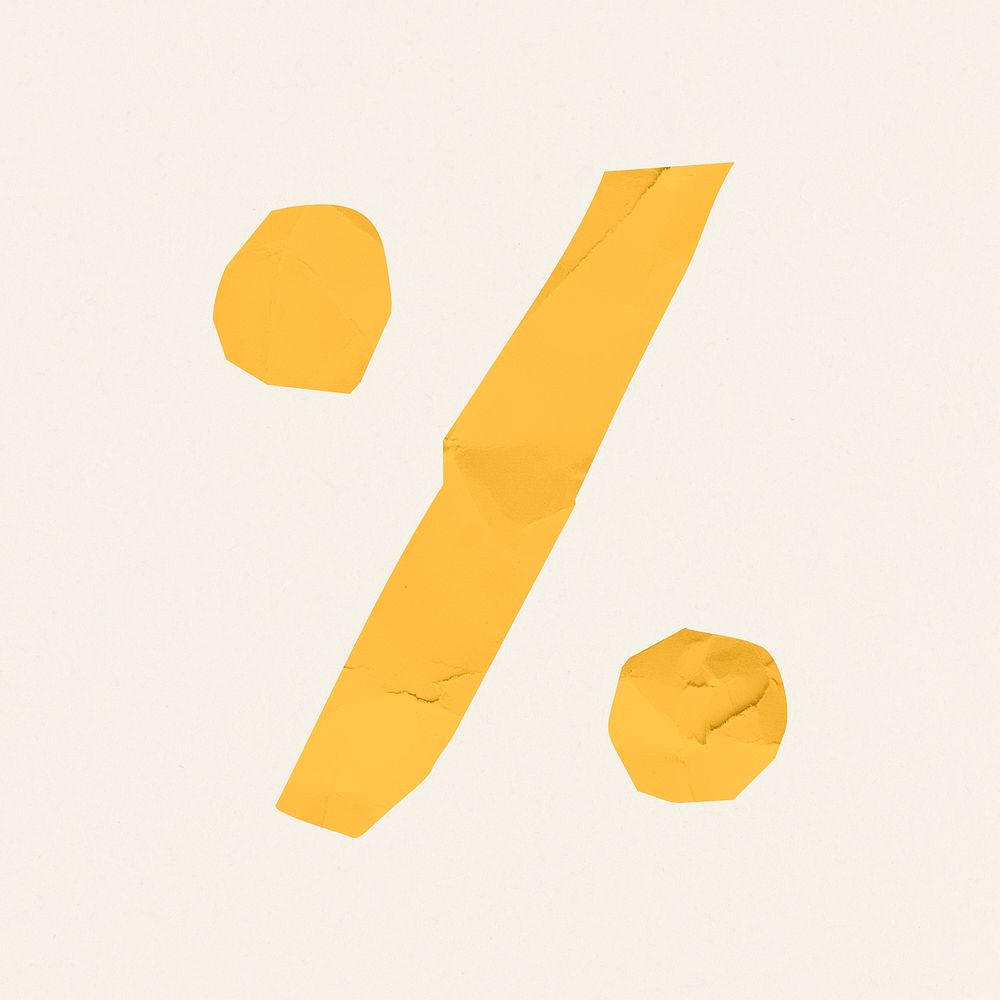 Yellow percentage paper cut symbol | Premium PSD - rawpixel