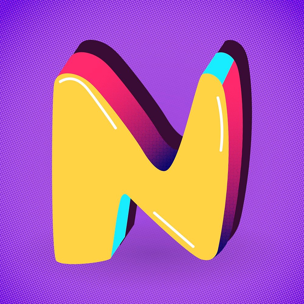 Letter N yellow funky stylized | Free Photo - rawpixel