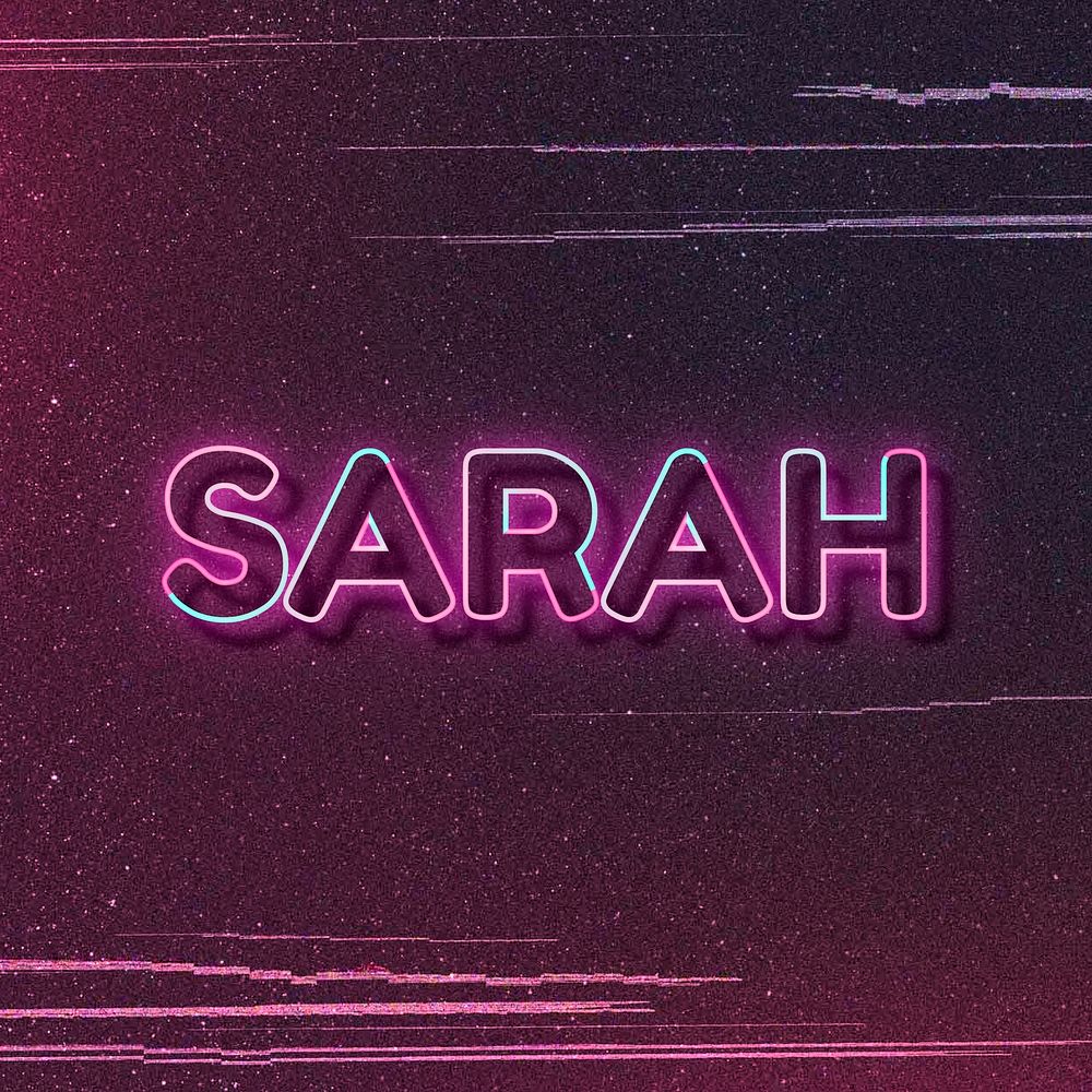 Sarah neon name font block | Free Photo - rawpixel