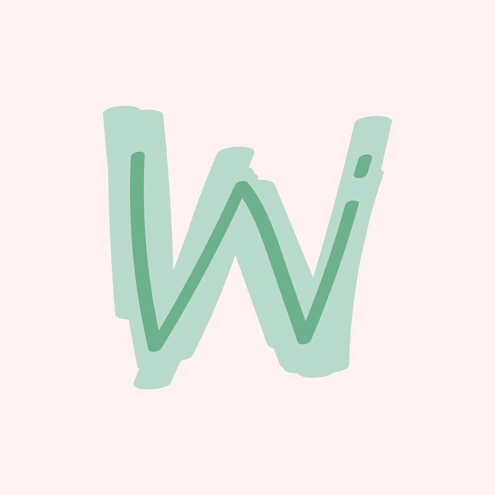 W letter doodle lettering typography | Free Vector - rawpixel