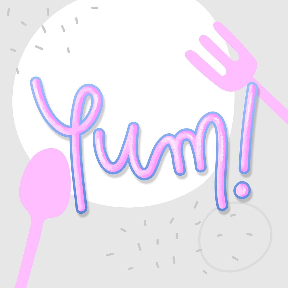 Yum! word calligraphy vector food | Free Vector - rawpixel
