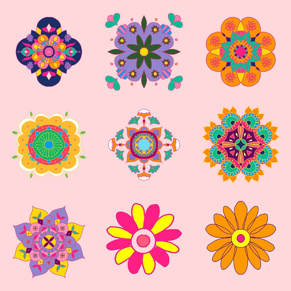 Diwali Indian rangoli vector flower | Premium Vector - rawpixel