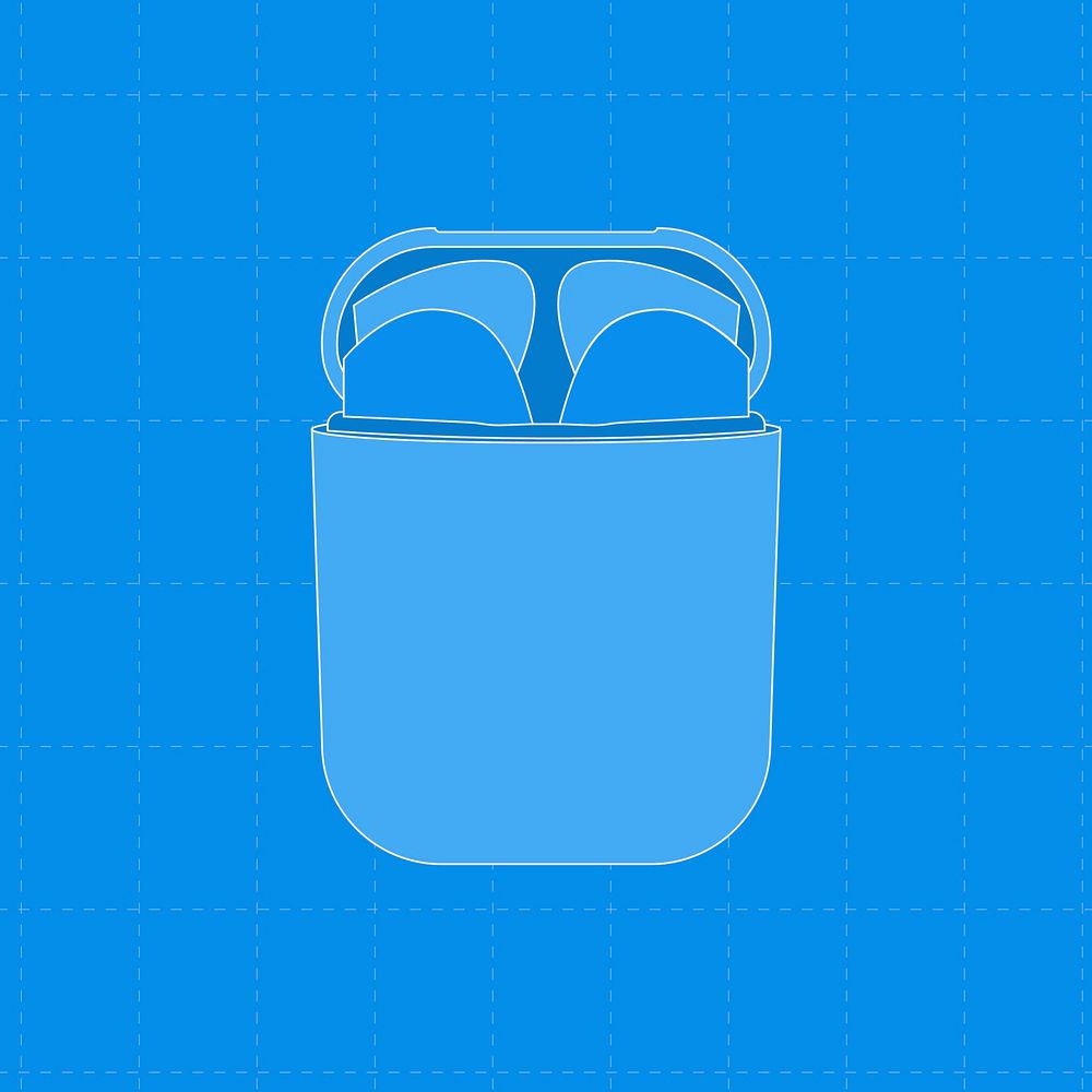 Wireless earbuds outline, blue case, | Premium Vector - rawpixel