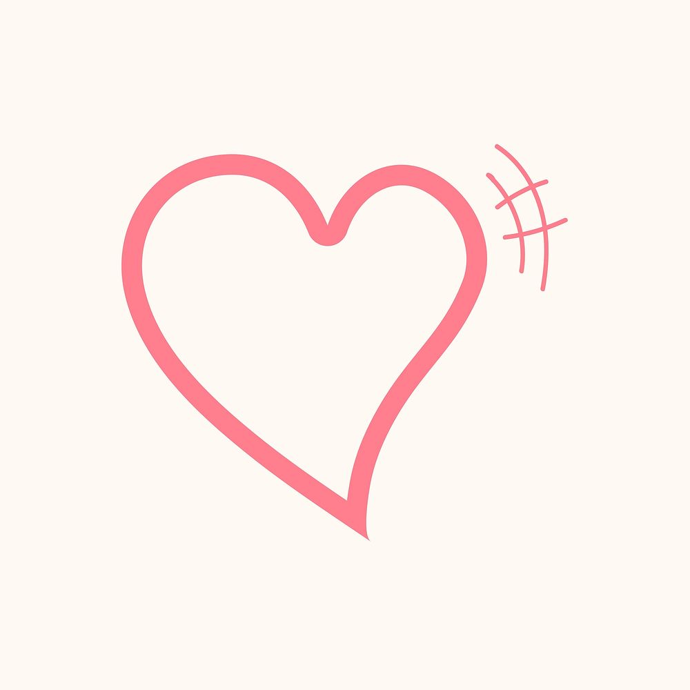 Doodle heart, pink simple design | Free Photo - rawpixel