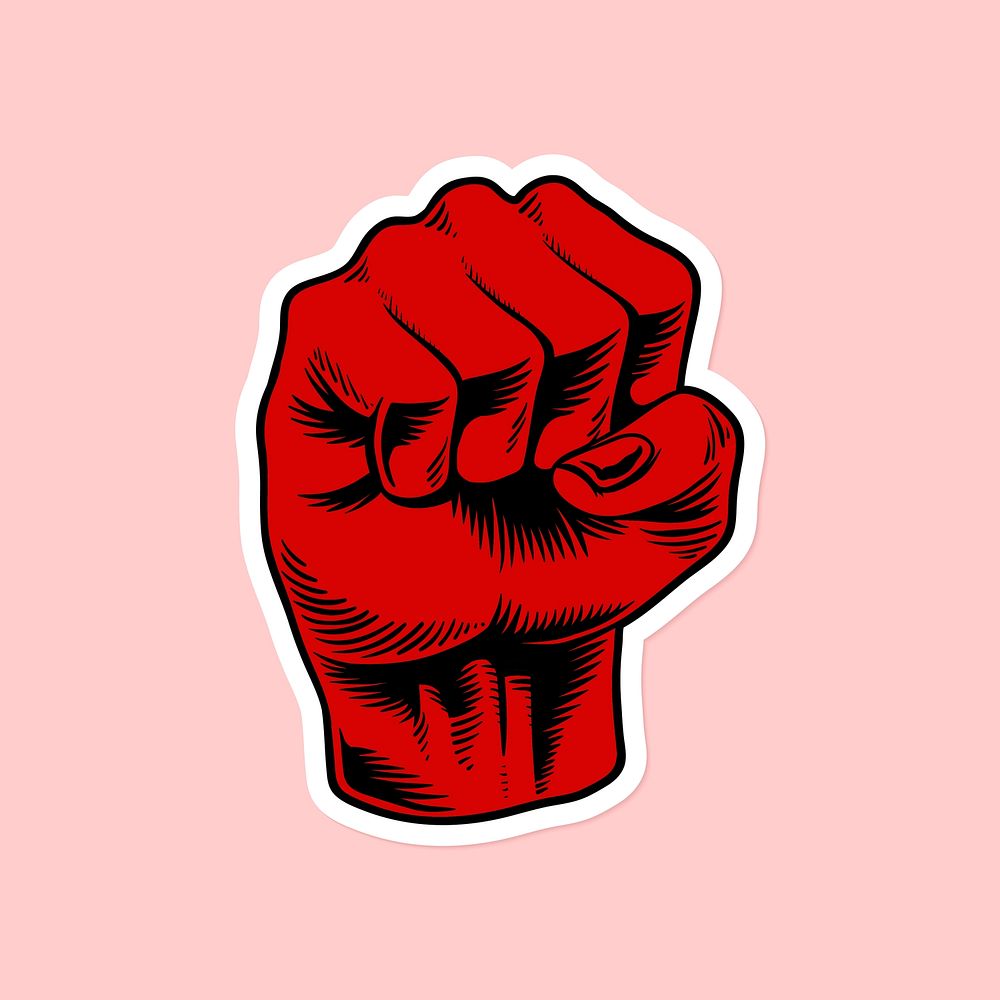 Hand drawn red fist sticker | Premium Vector - rawpixel