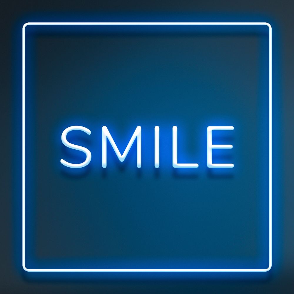 Blue smile neon sign frame | Free Photo - rawpixel