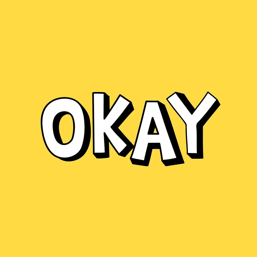 Okay shadow font typography vector | Premium Vector - rawpixel