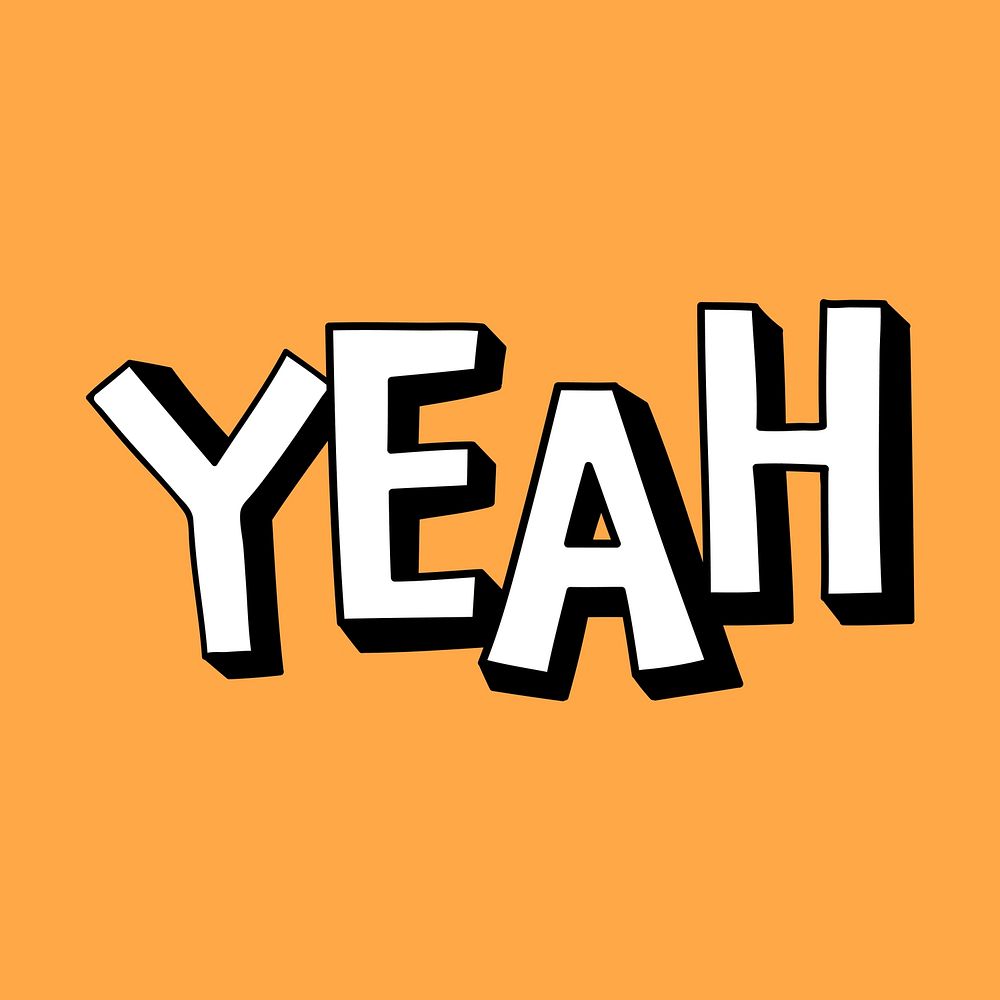 Yeah shadow font typography vector | Premium Vector - rawpixel