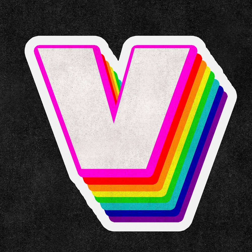 V font psd 3d rainbow | Free PSD - rawpixel