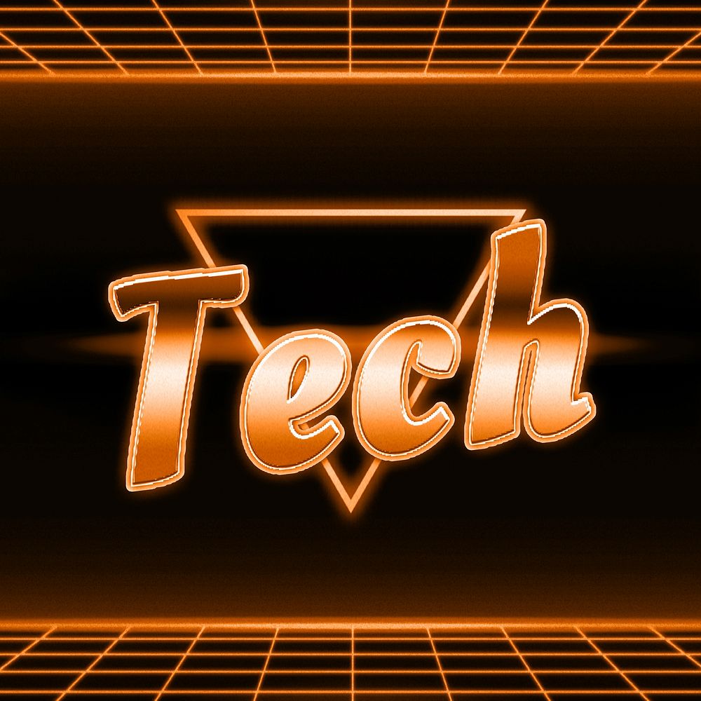 Tech word grid neon typography | Free Photo - rawpixel