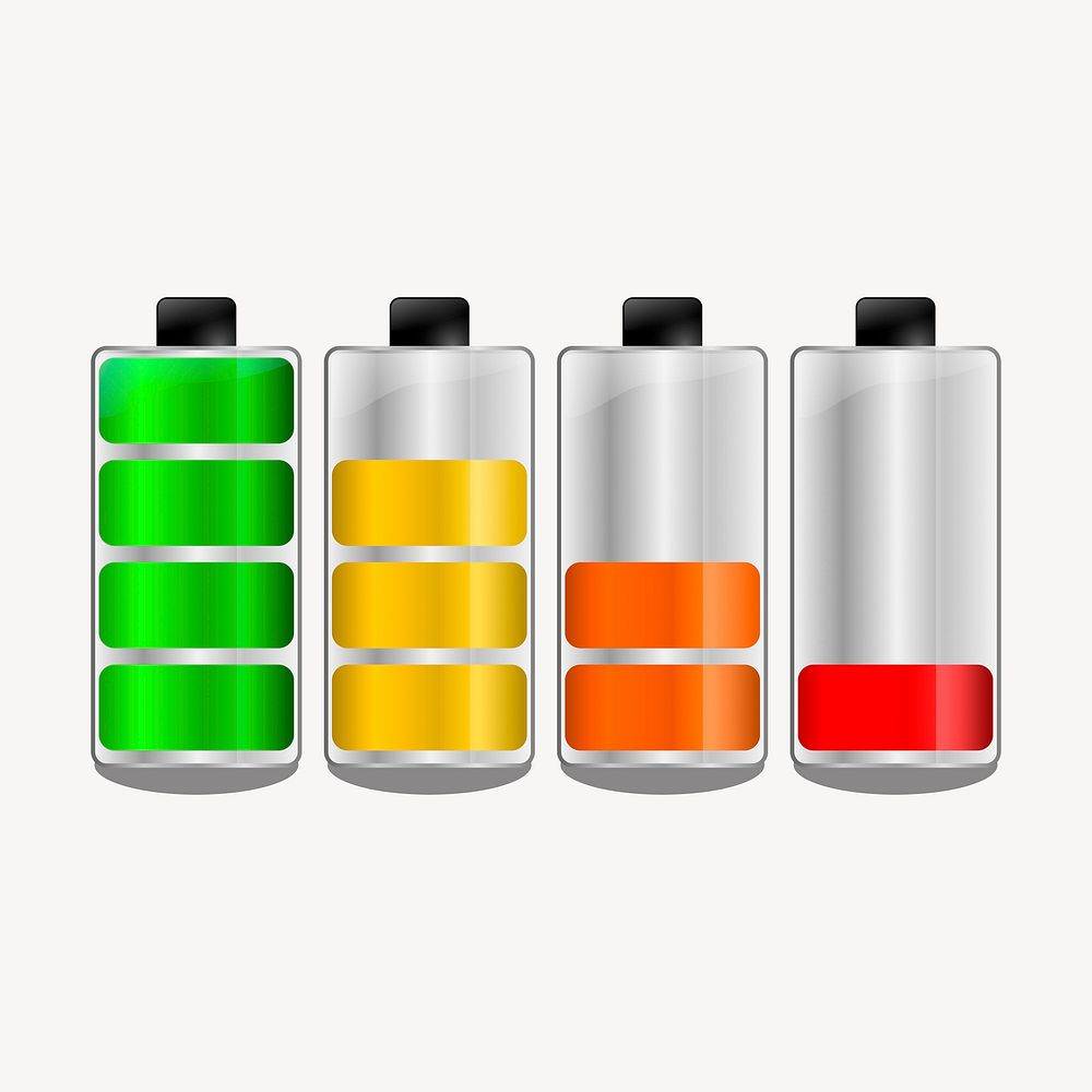 Battery levels collage element illustration | Free Vector - rawpixel