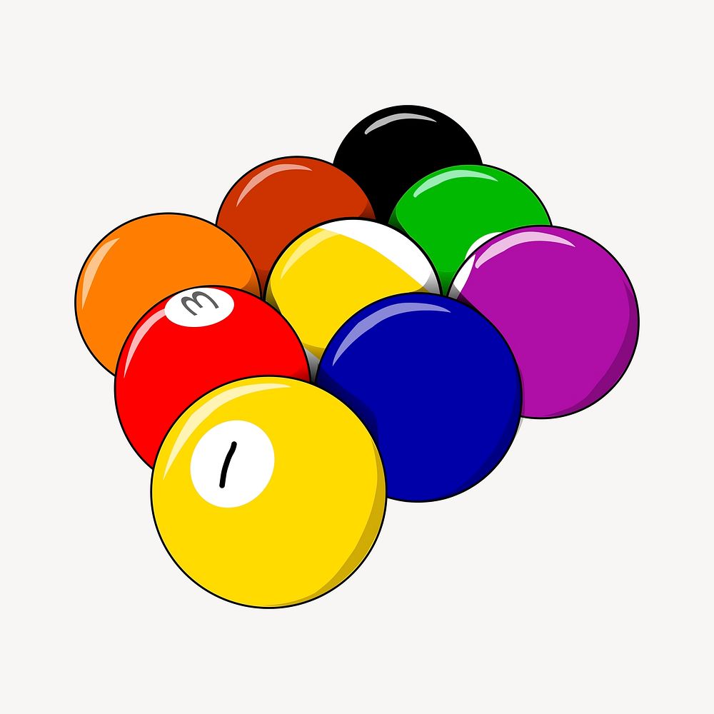 Billiard balls clipart, illustration. | Free Photo - rawpixel