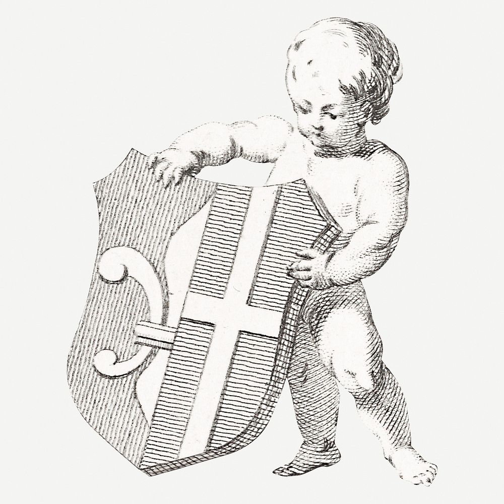 Hand drawn baby and shield | Premium PSD Illustration - rawpixel