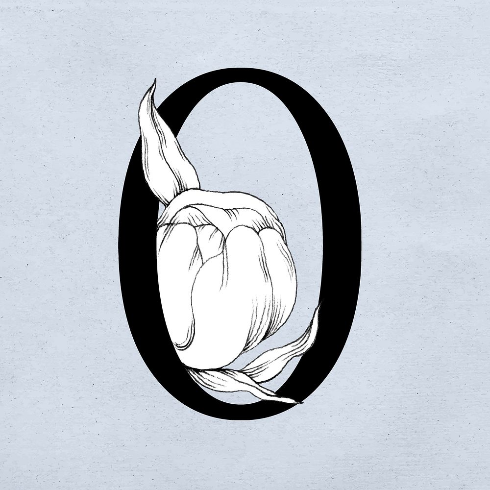 Floral 0 number font vector | Premium Vector - rawpixel