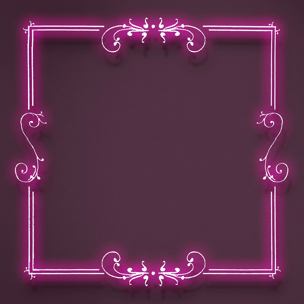 Neon pink filigree frame border | Premium PSD - rawpixel