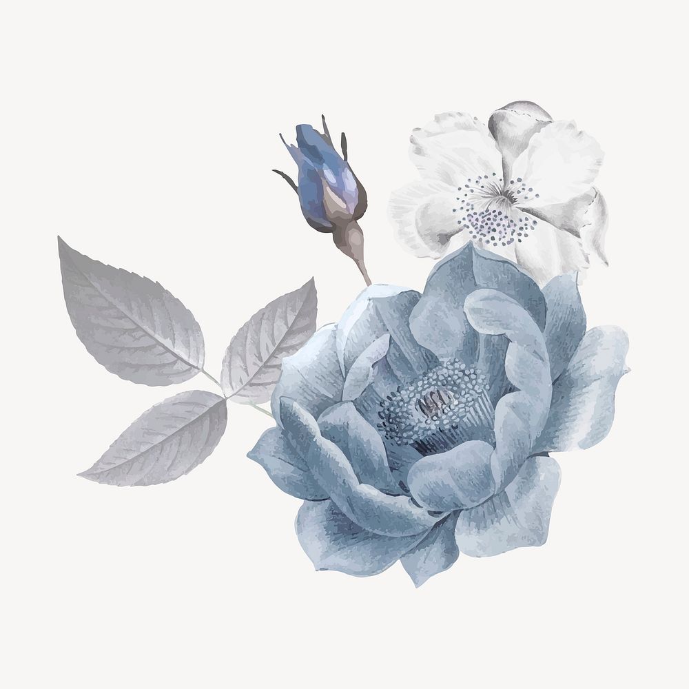 Blue vintage flower illustration background | Premium Photo ...
