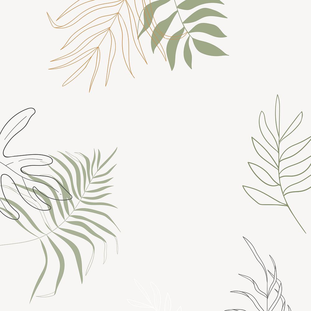 Leaf frame illustration background, line | Premium Photo - rawpixel