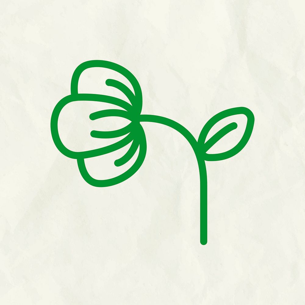 Flower line icon vector in green | Free Vector - rawpixel