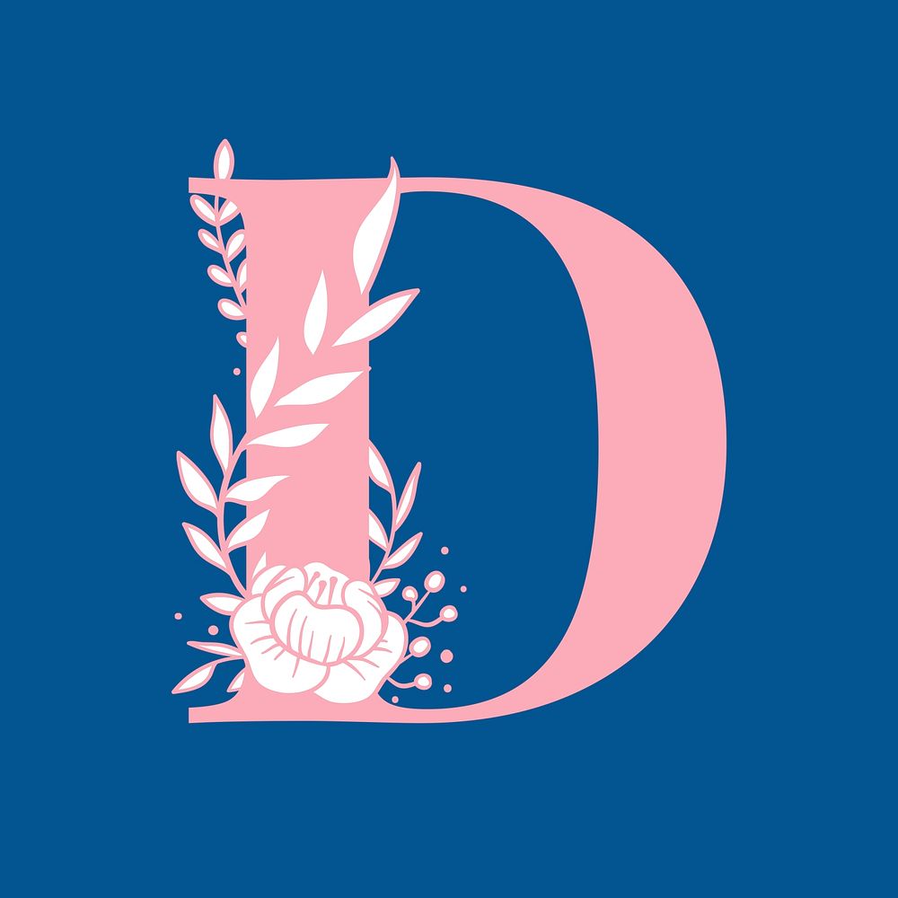 Letter D floral alphabet typography | Premium PSD - rawpixel
