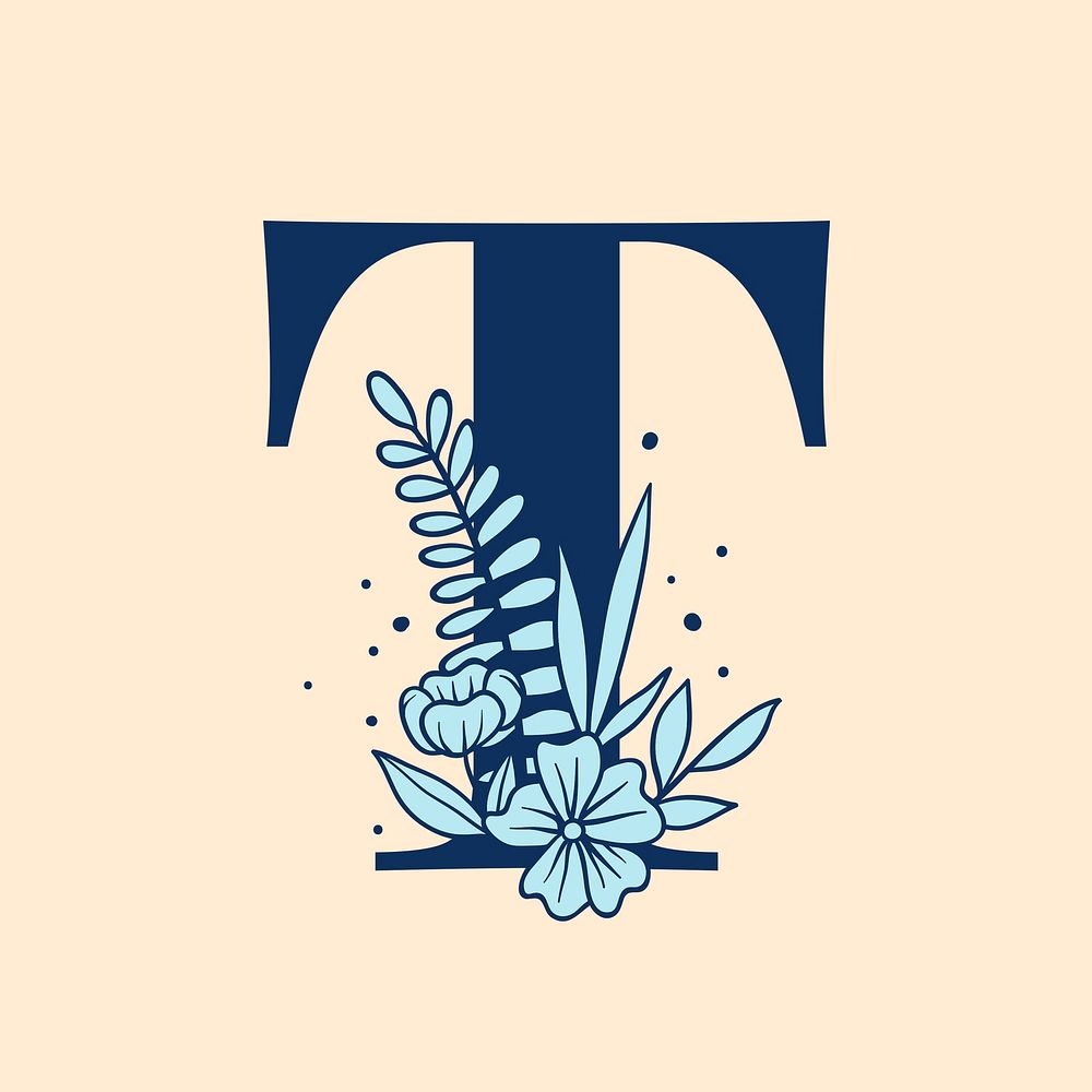 Letter T floral font typography | Free Photo - rawpixel