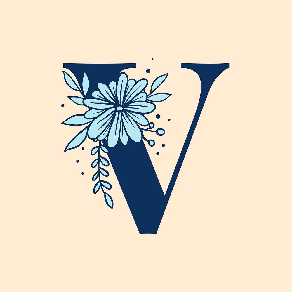 Letter V floral font typography | Free Photo - rawpixel