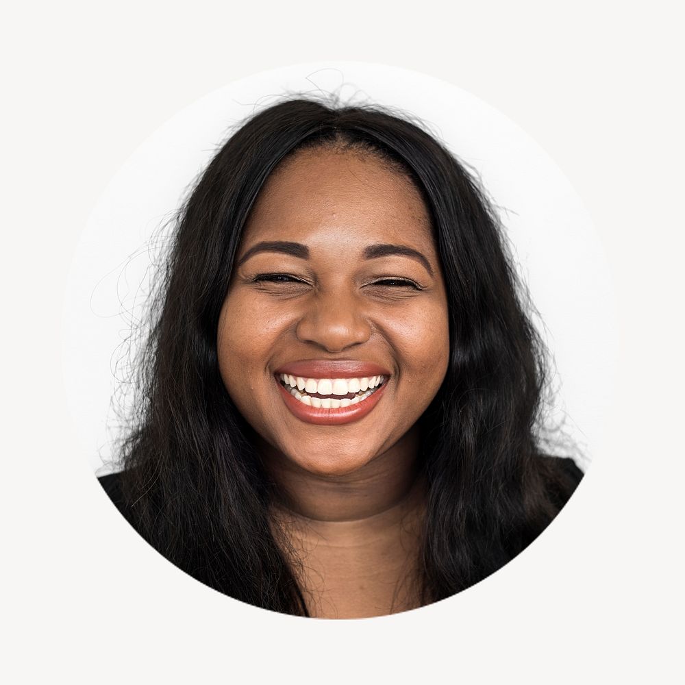 Smiling woman portrait badge psd | Premium PSD - rawpixel