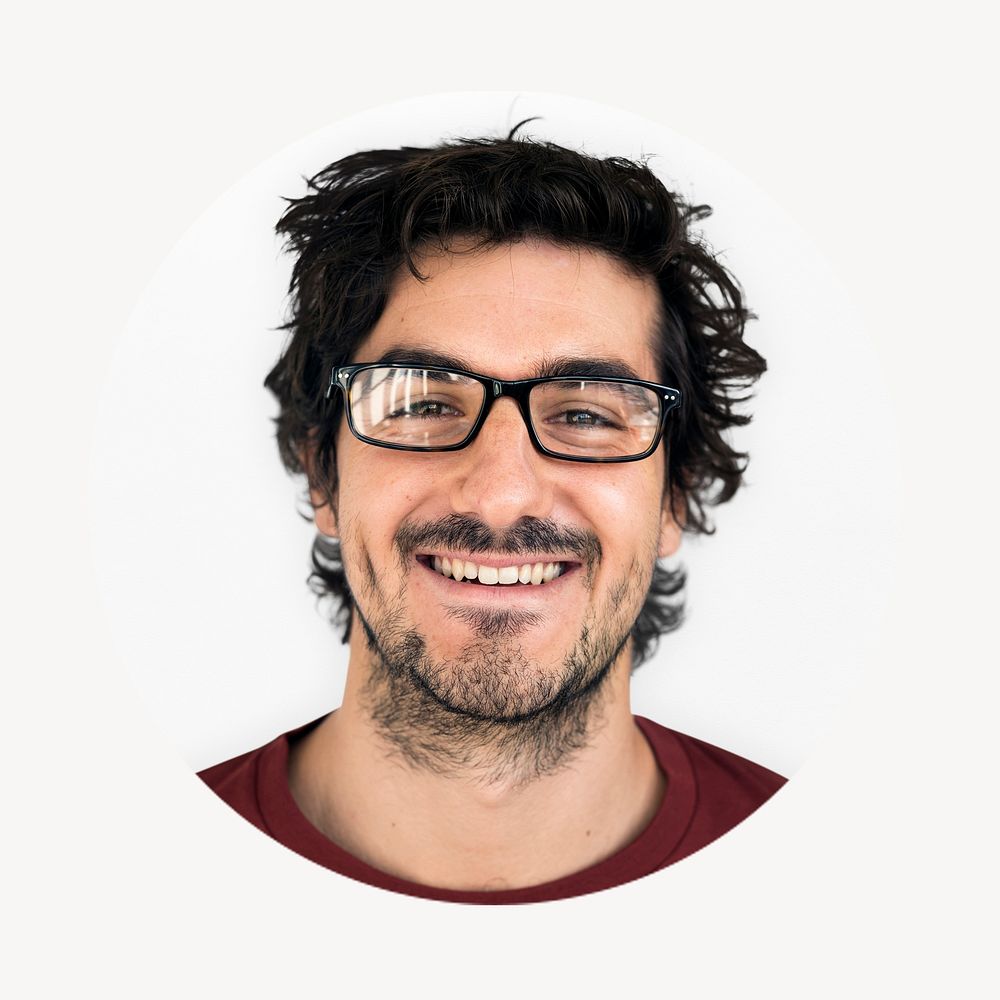 Smiling man portrait badge psd | Premium PSD - rawpixel