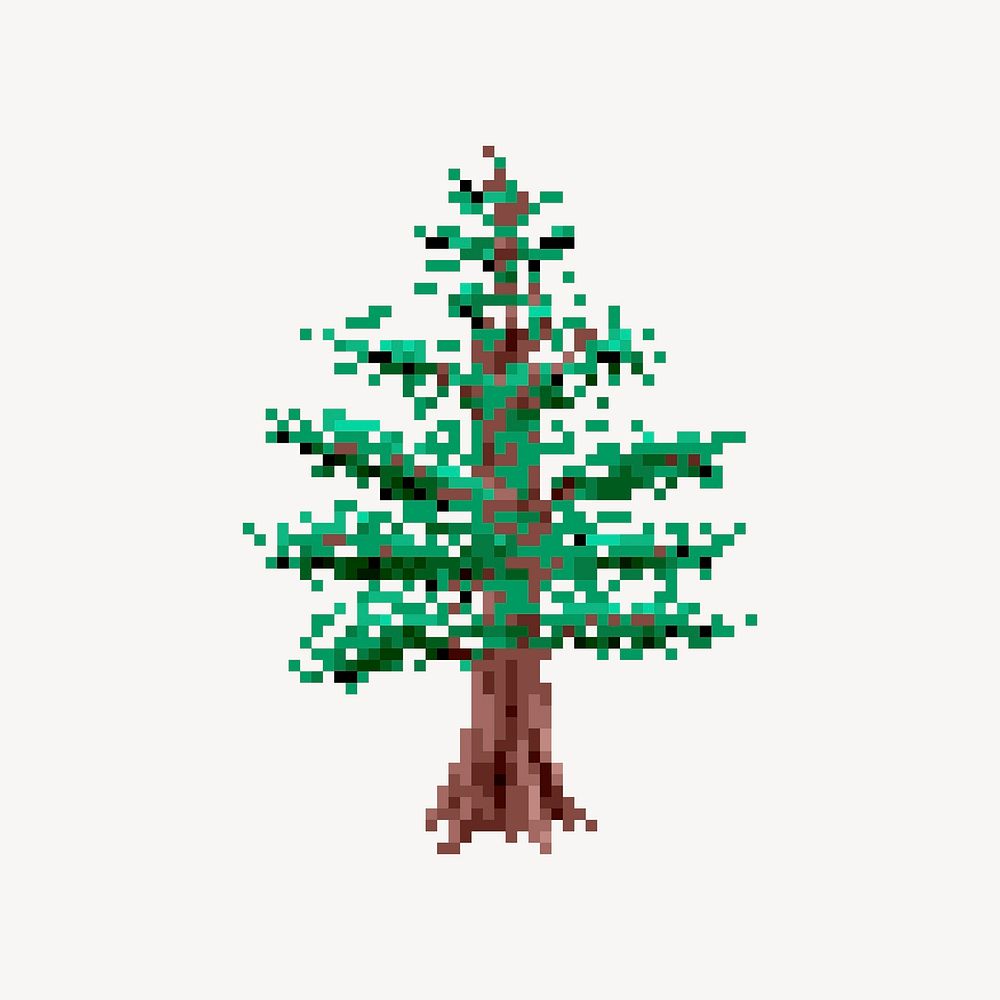 Pixel tree collage element vector. | Free Vector - rawpixel