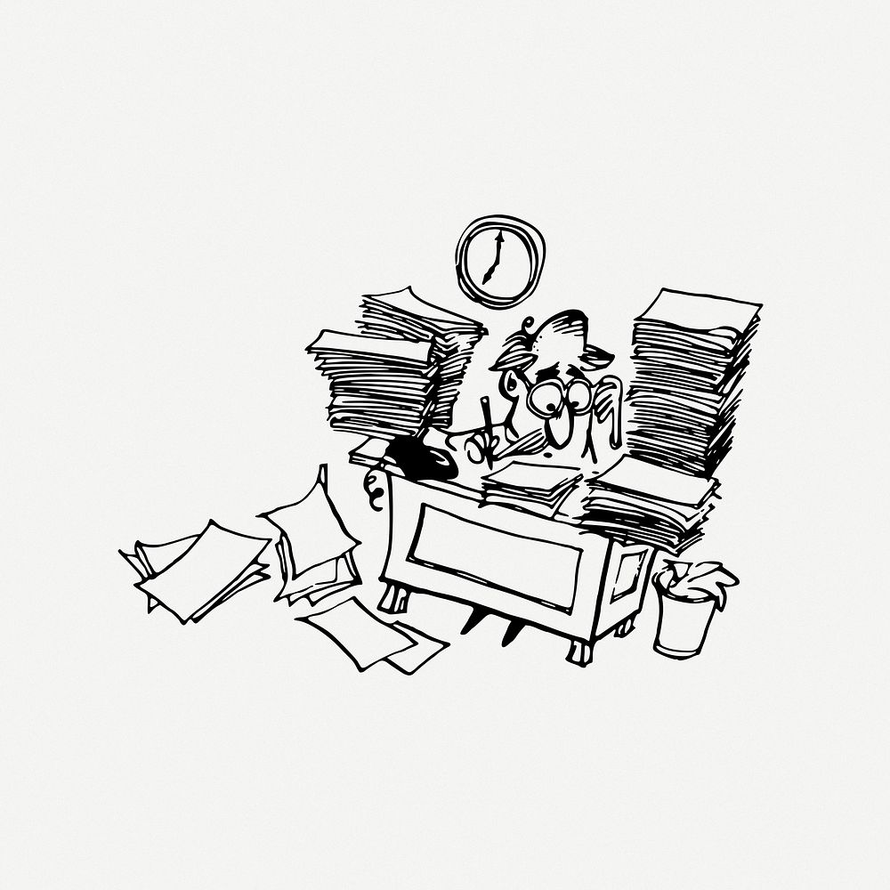 Workaholic clip art psd | Free PSD - rawpixel