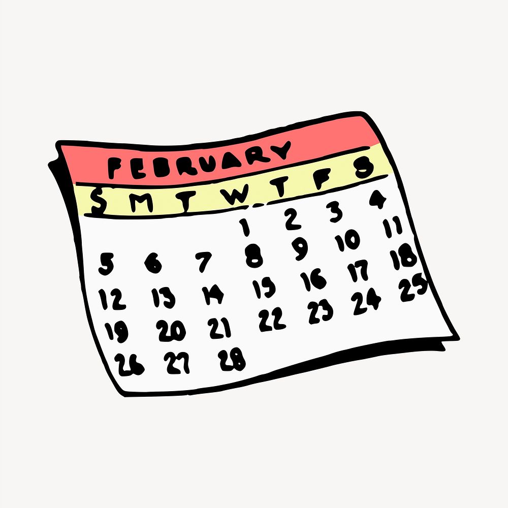February calendar illustration vector | Free Vector - rawpixel