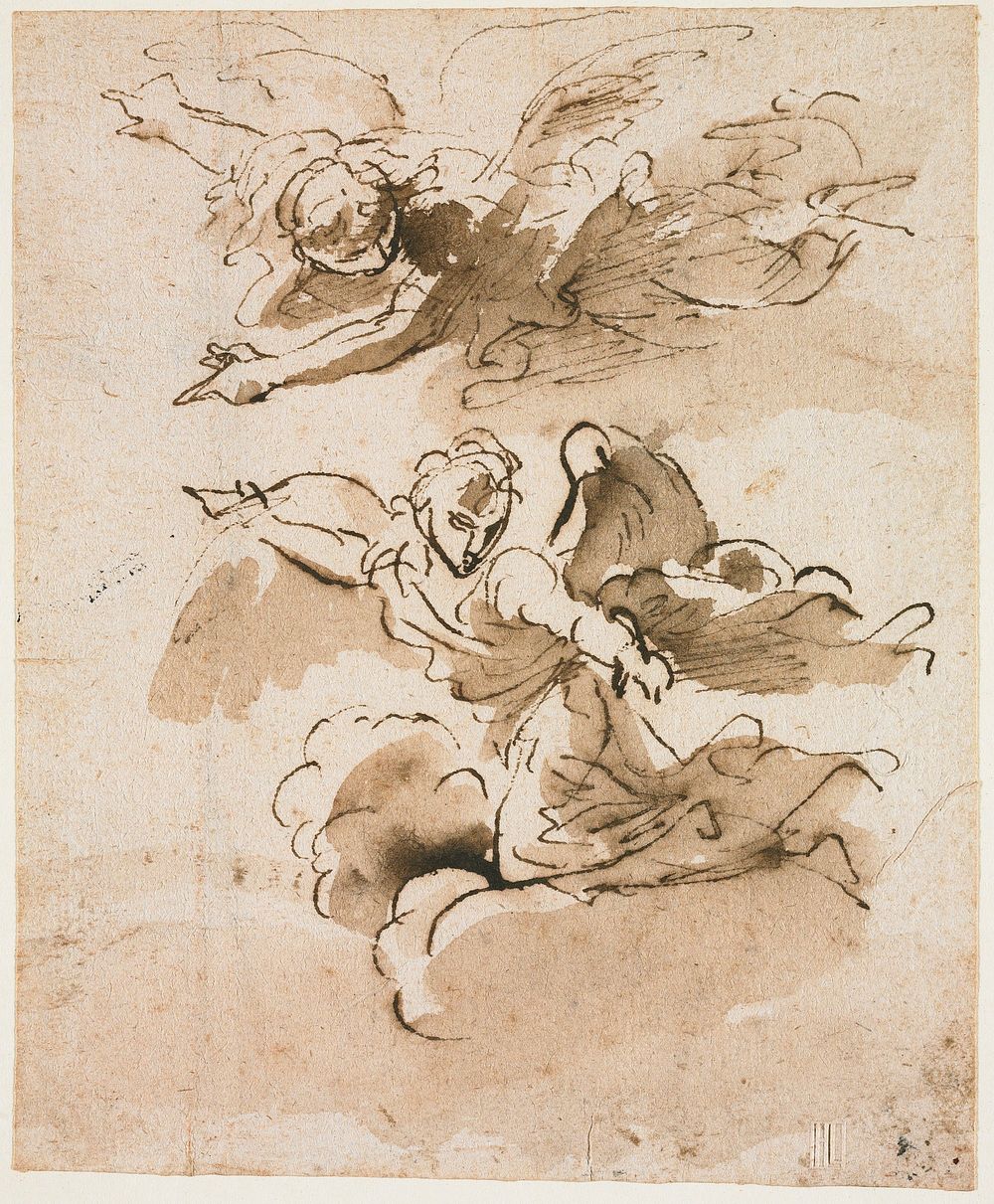 mounted ivory paper; two angels | Free Photo - rawpixel