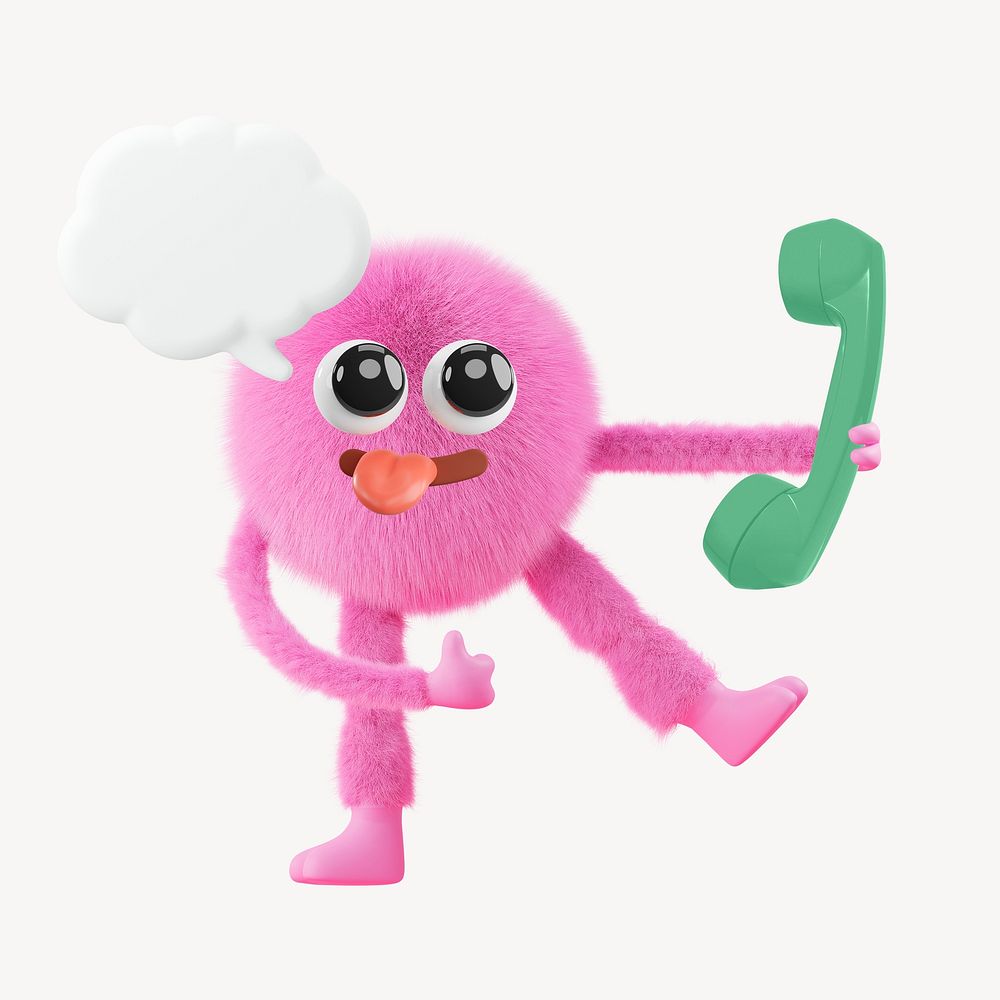 Cute monster holding phone, 3D | Free Photo Illustration - rawpixel