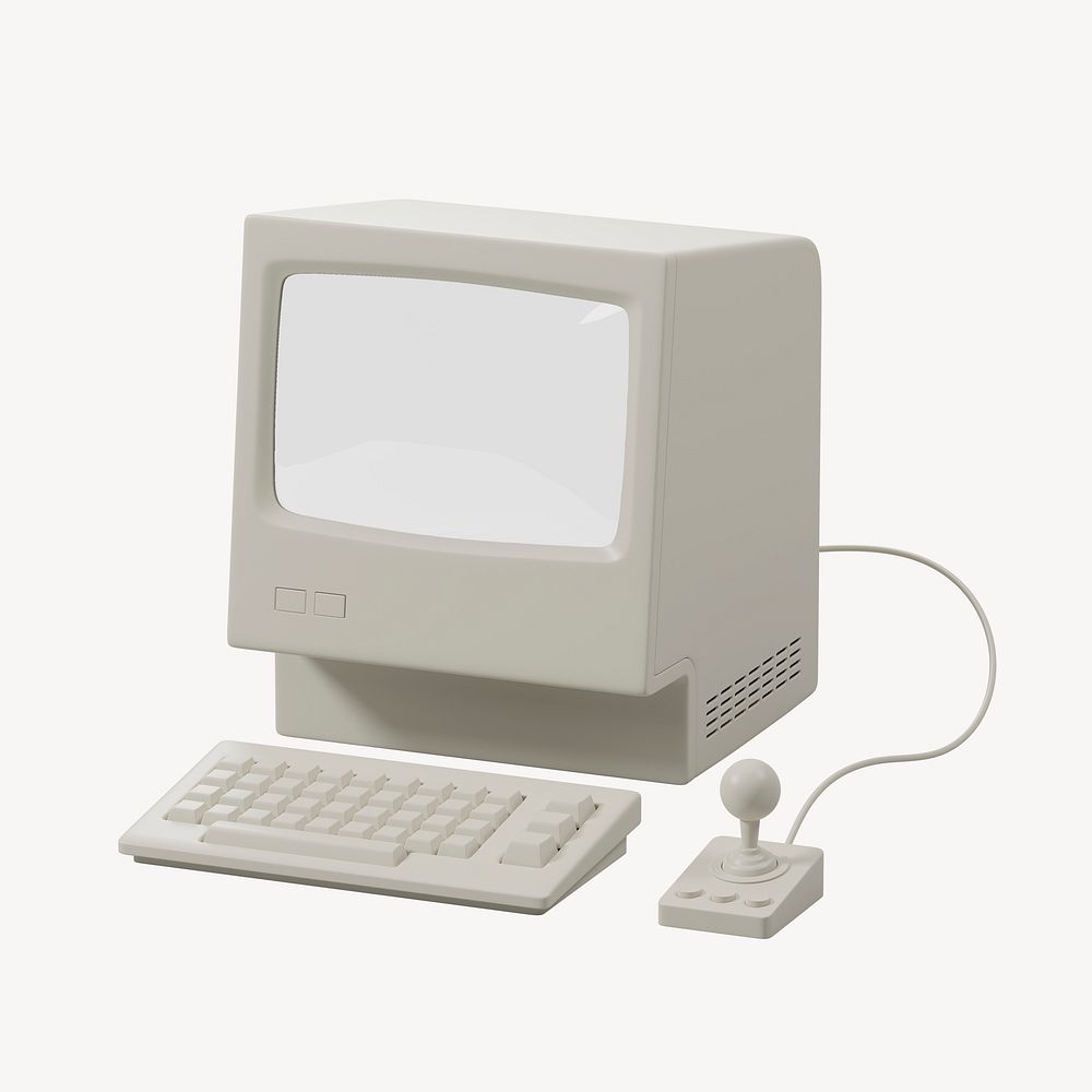 3D white retro computer screen | Free PSD Mockup - rawpixel