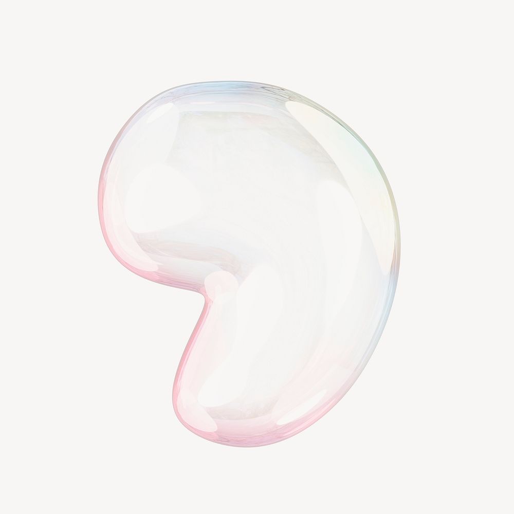 Apostrophe mark, 3D transparent holographic | Premium PSD - rawpixel