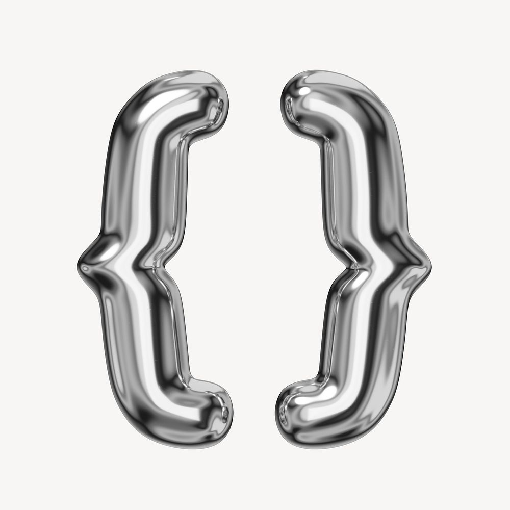 Curly brackets symbol, 3D chrome | Free Photo - rawpixel