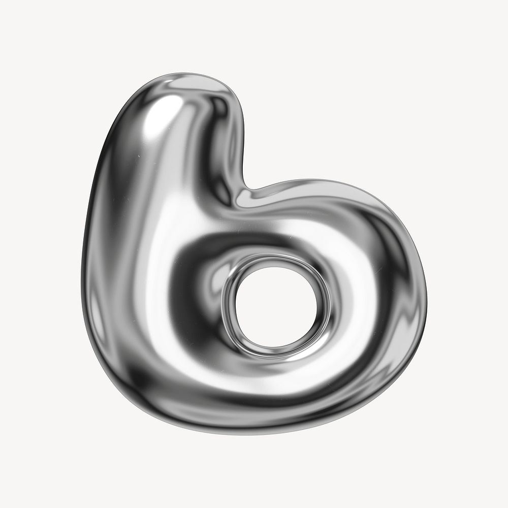 b alphabet, 3D chrome metallic | Premium PSD - rawpixel