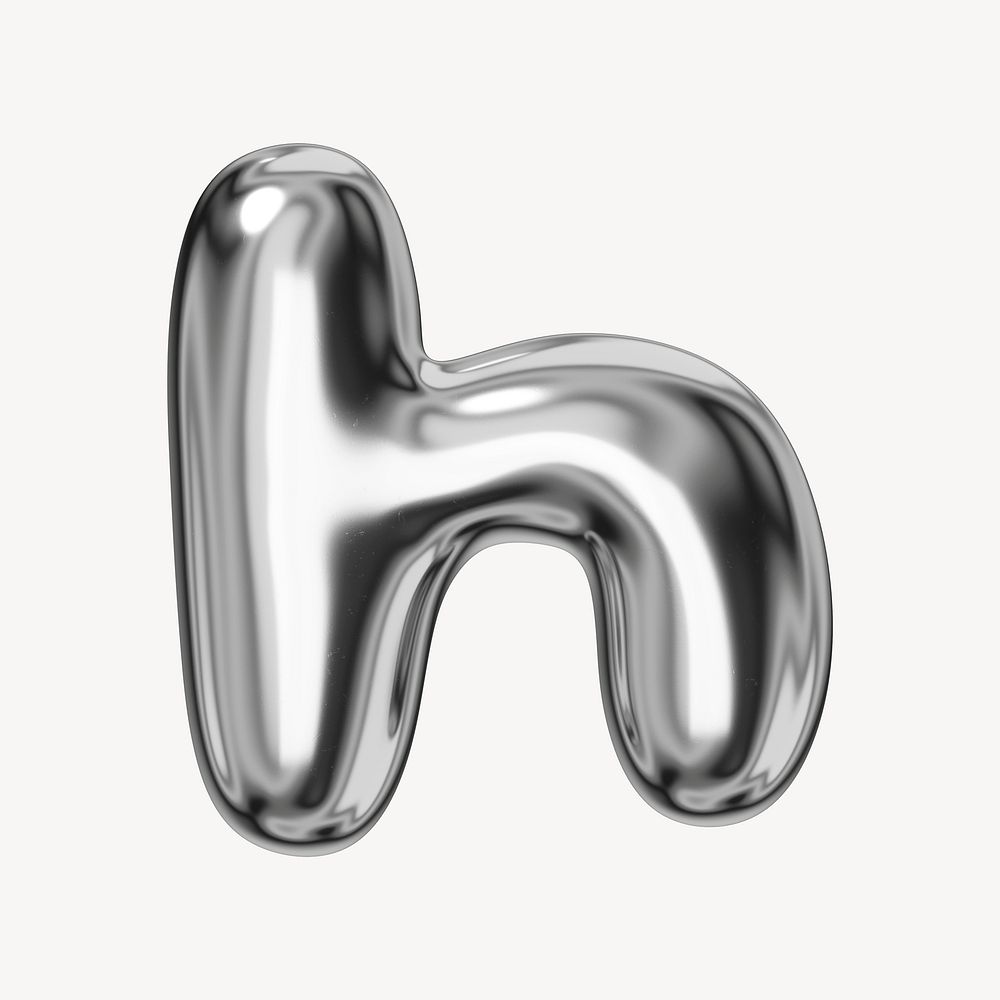 h alphabet, 3D chrome metallic | Premium PSD - rawpixel