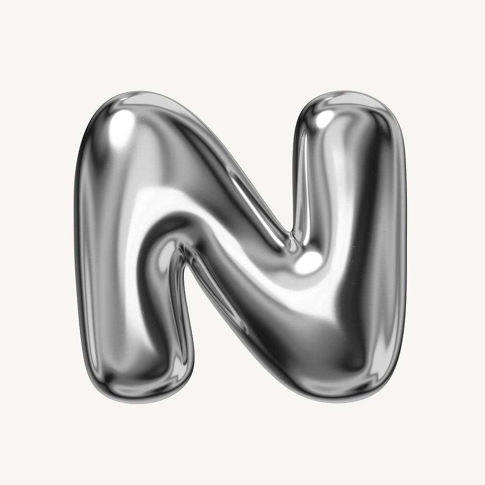 N alphabet, 3D chrome metallic | Premium Photo - rawpixel