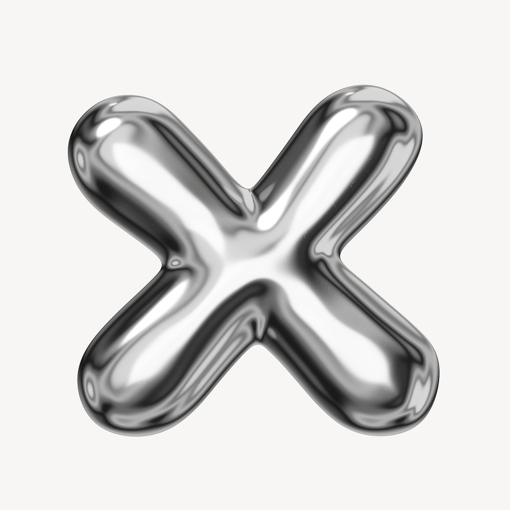 X alphabet, 3D chrome metallic | Premium PSD - rawpixel