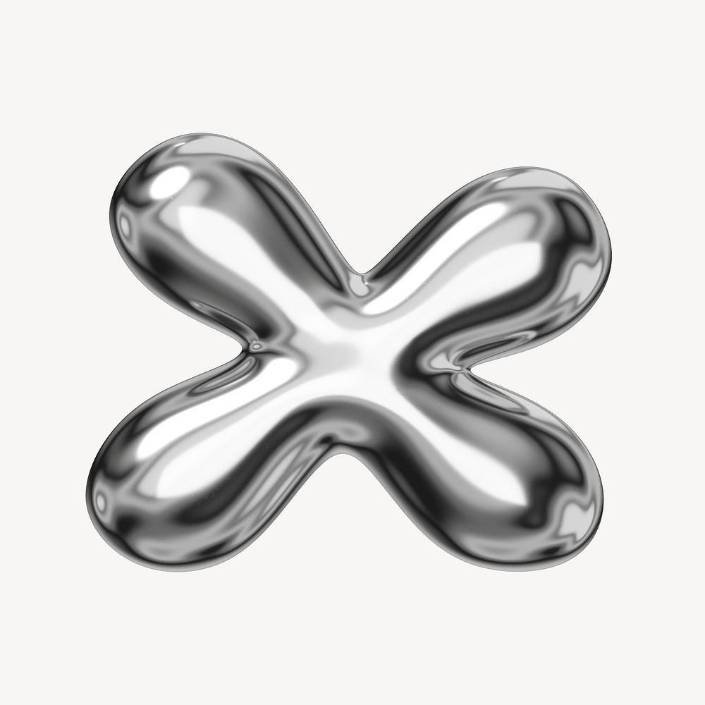 X alphabet, 3D chrome metallic | Premium PSD - rawpixel