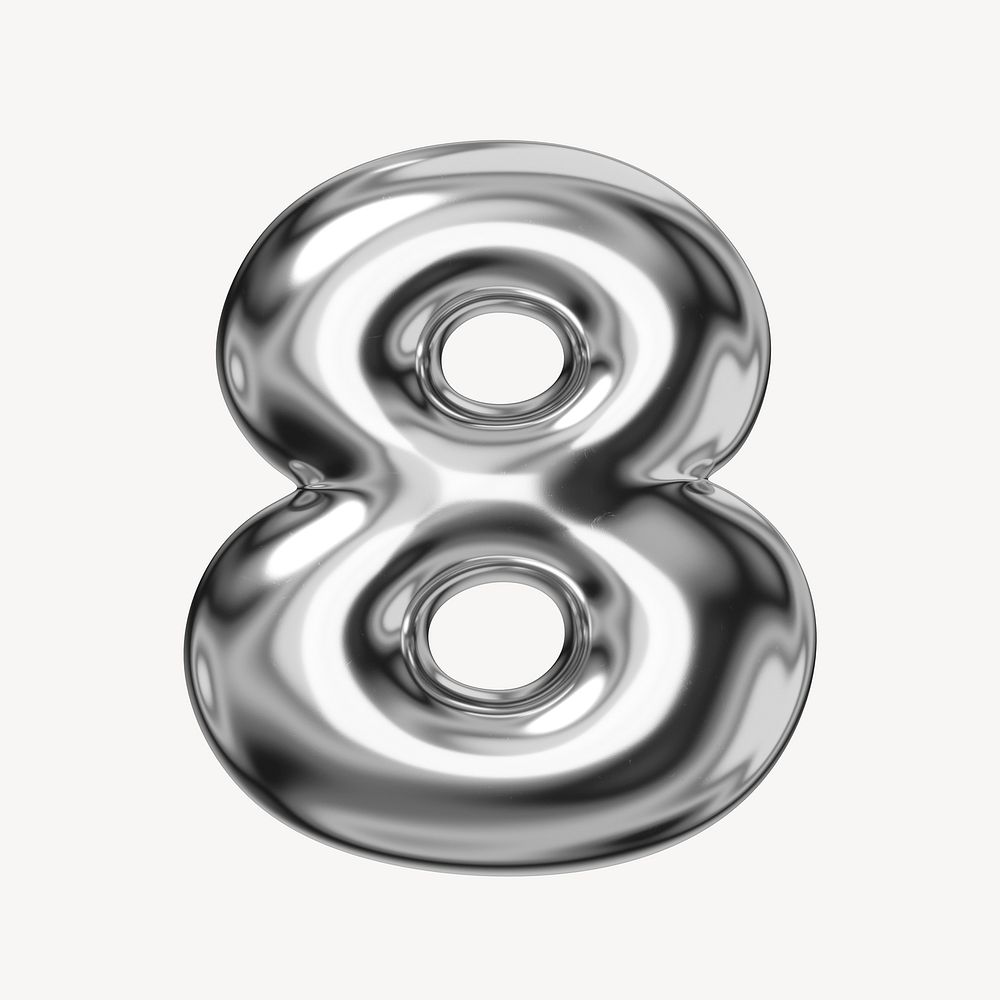 8 number eight, 3D chrome | Free Photo - rawpixel