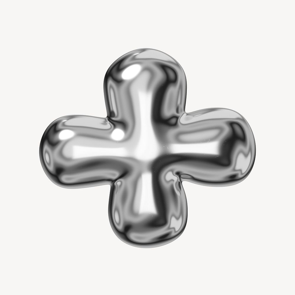 Plus sign symbol, 3D chrome | Free Photo - rawpixel