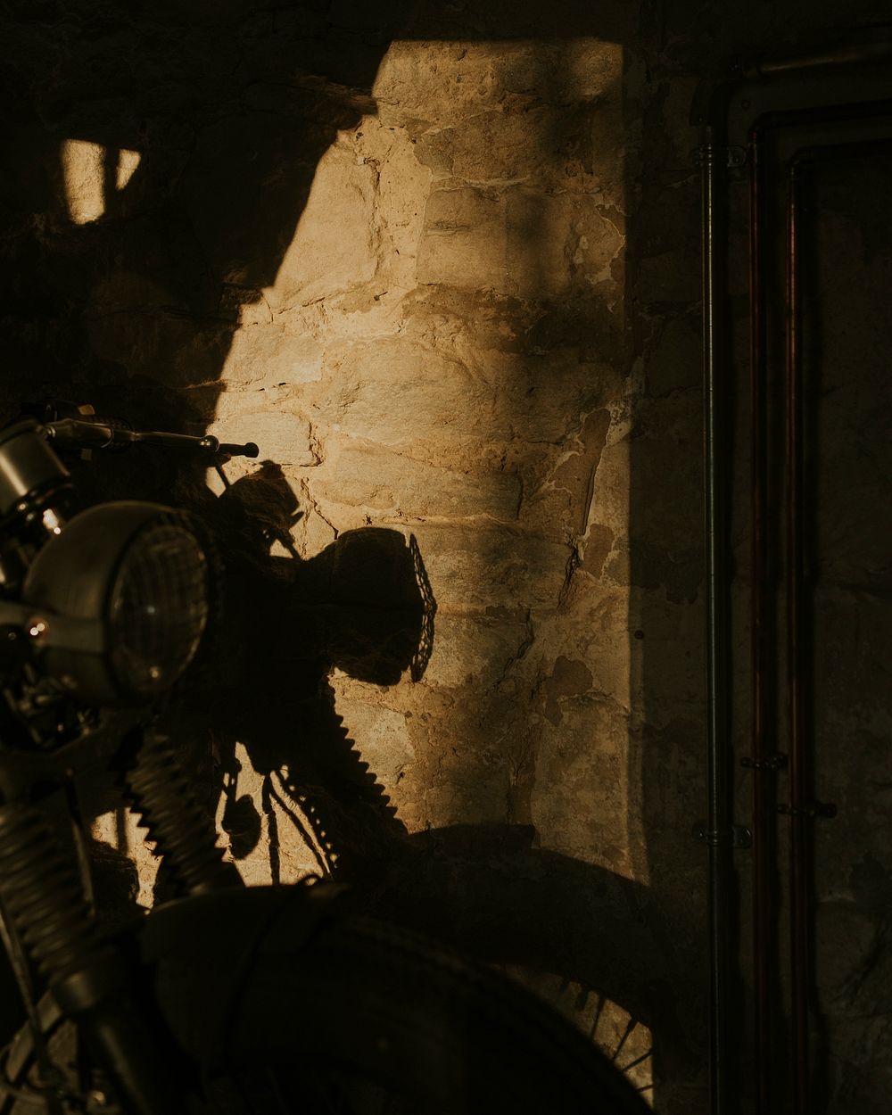 Aesthetic motorcycle shadow, brick wall | Premium Photo - rawpixel