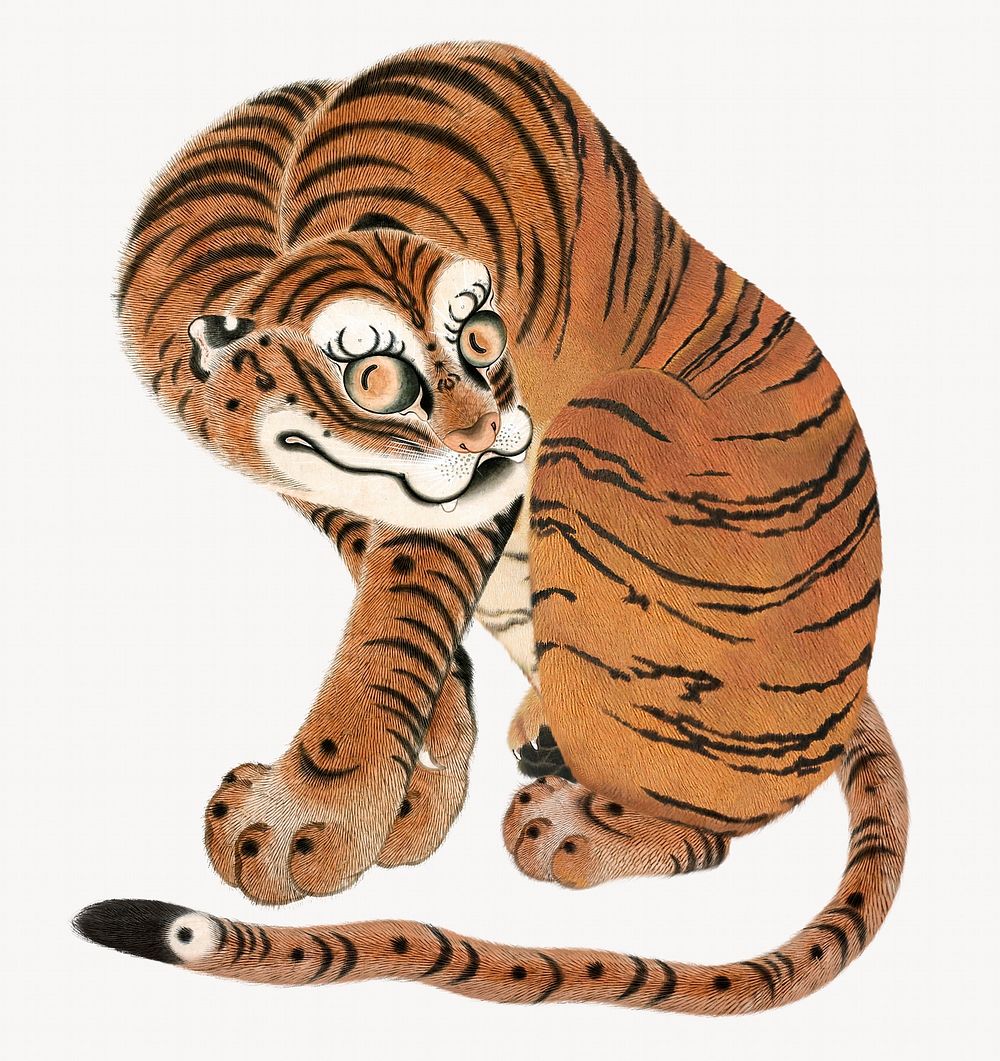 Gyokushu's Seated Tiger. Remastered rawpixel. | Premium Photo ...