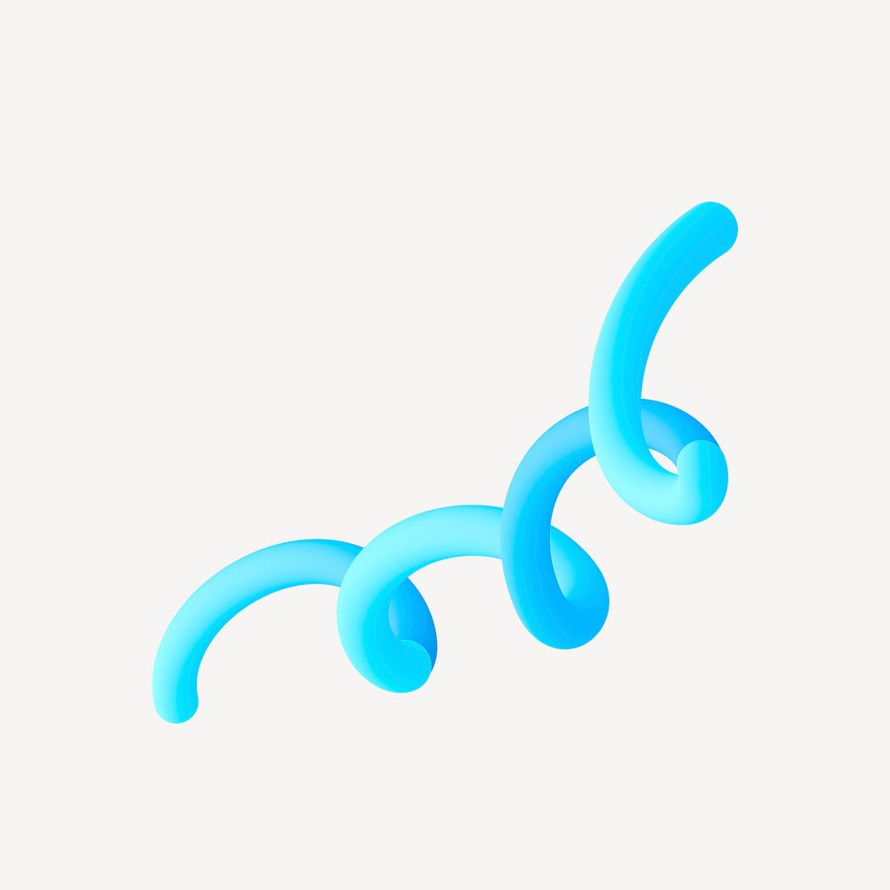 Blue squiggle 3D geometric collage | Premium PSD - rawpixel