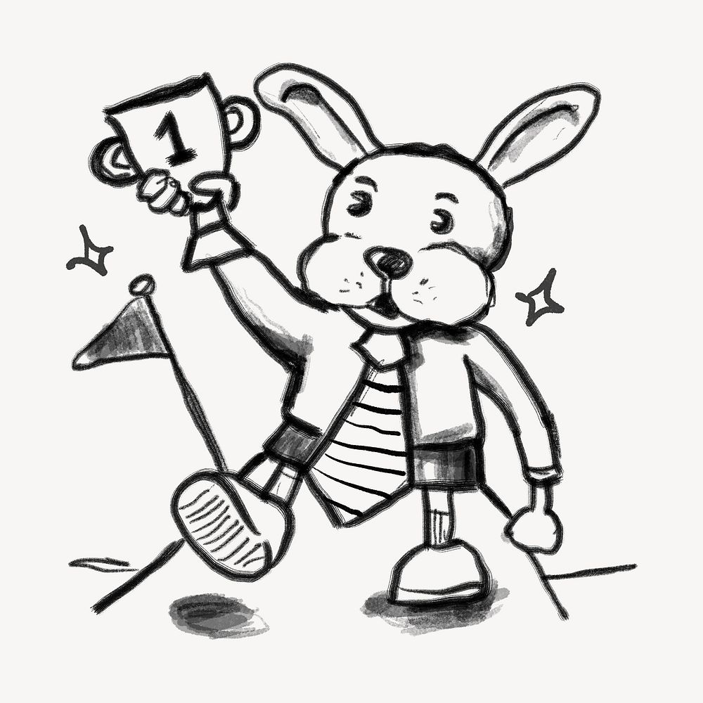 Rabbit holding trophy, winner doodle | Premium Photo - rawpixel