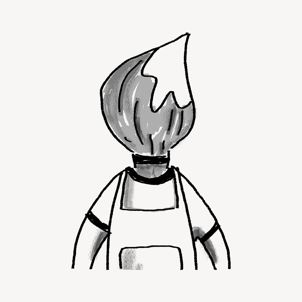 Paint brush head character doodle | Premium Photo - rawpixel