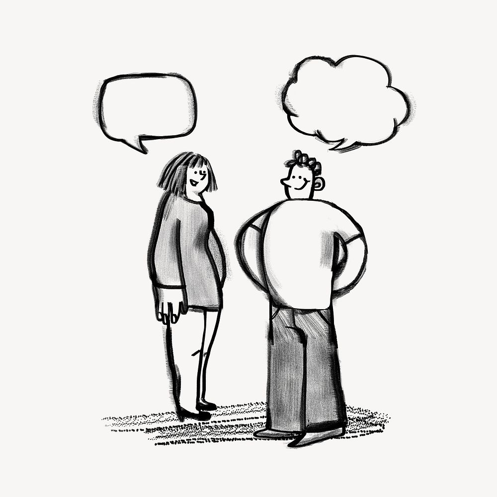 People chatting, cartoon character doodle | Free Photo - rawpixel
